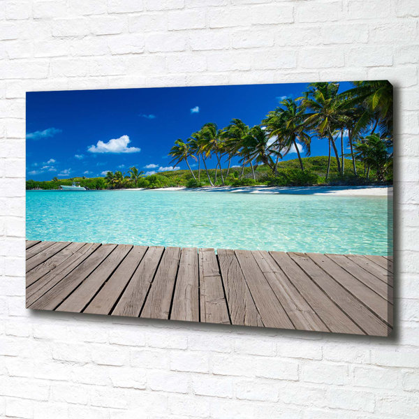 Haus am Meer Leinwanddruck - Wandkunst - Drucke auf Leinwand - 100X70 Bild Bildthema: Tropischer ...